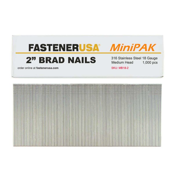 2" BRAD NAILS 18GA 316SS 1,000ct | MB18-2